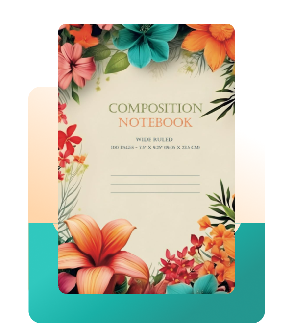 Composition Notebook Colorful Flowers Wide Ruled